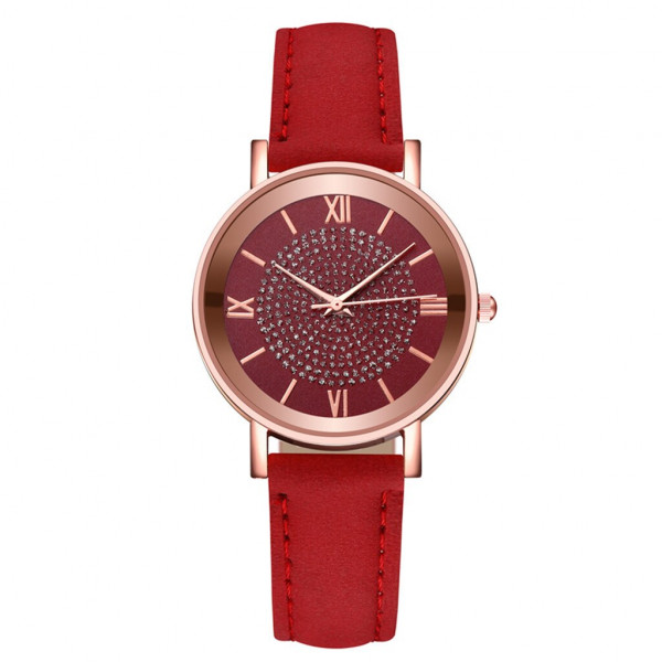 Petite montre rouge femme pas chère chiffres romains - My-Montre