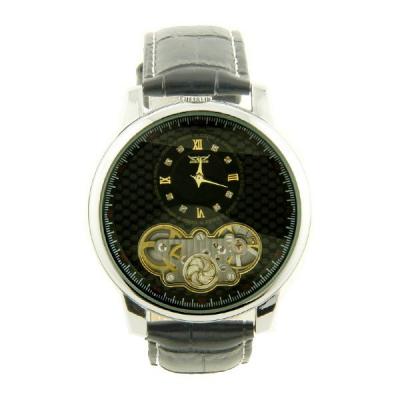 Montre automatique homme cuir noir squelette