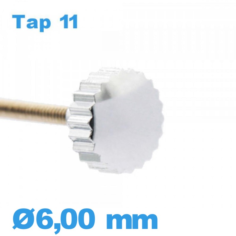 Couronne de Remontoir de Montre - argenté / 6,0 mm TAP 11 tube long