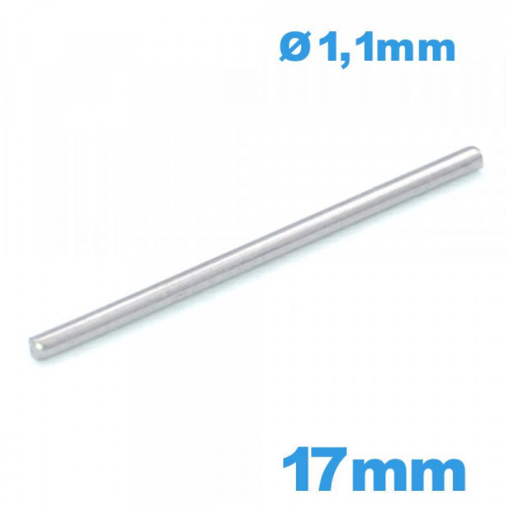 Tige droite argentée 17mm montre acier