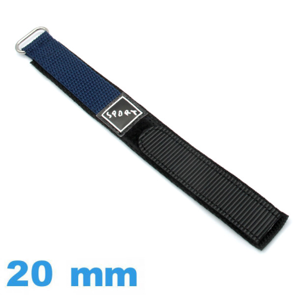 Bracelet Montre Velcro Nylon Bleu marine 20 mm