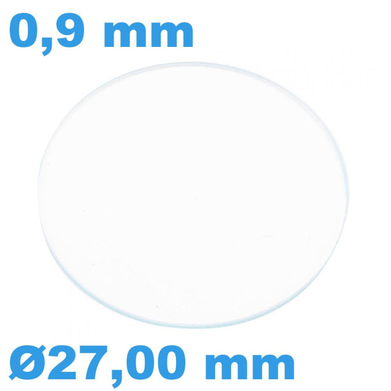 Verre Plat Saphir de montre Rond 27 mm épaisseur 0,9 mm inrayable ...