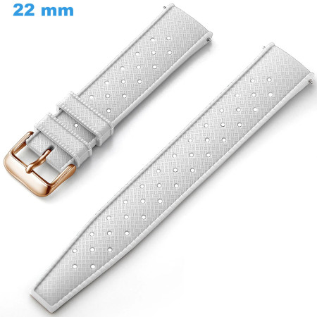 Bracelet 22 mm Caoutchouc boucle Ardillon montre Blanc