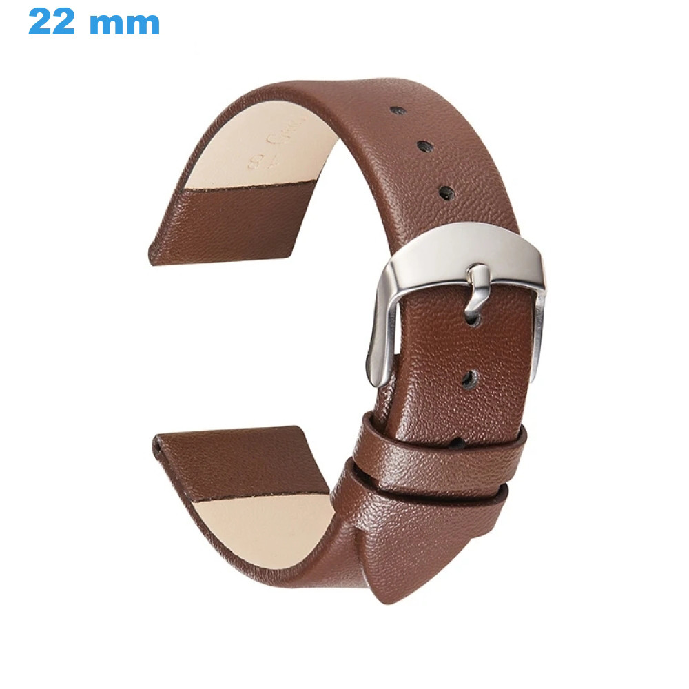 Bracelet simple 22 mm Cuir véritable Marron montre