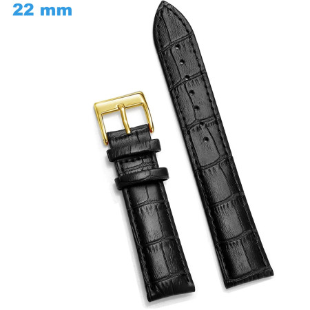 Bracelet Cuir véritable Ardillon pour montre Noir 22 mm