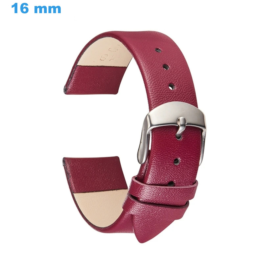 Bracelet 16 mm Cuir véritable boucle Ardillon pour montre Violet