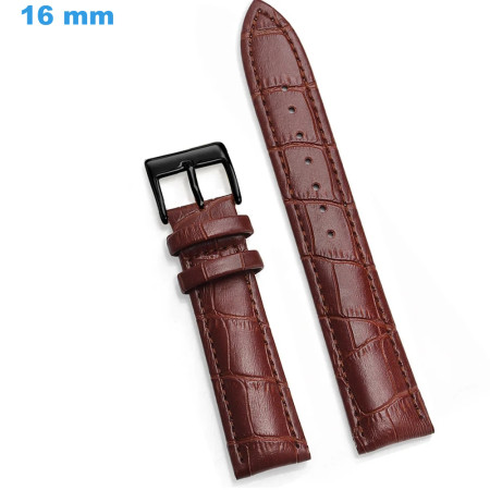 Bracelet pour montre 16 mm Cuir véritable Ardillon Brun