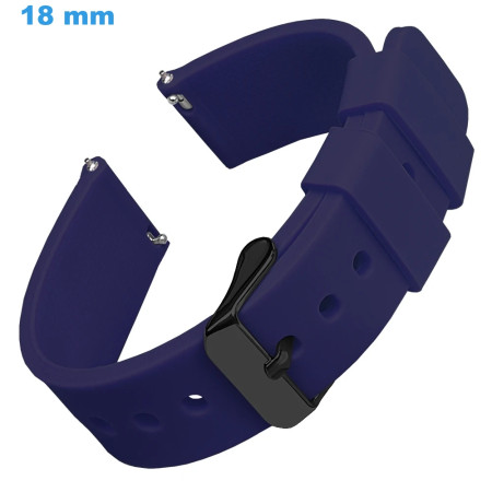 Bracelet Silicone fermoir Ardillon pour montre Bleu 18 mm