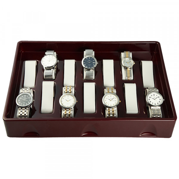 Présentoir Montre Plastique Rouge 14 Rangements