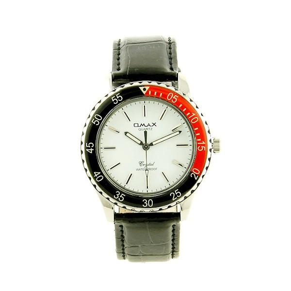 Montre homme marque OMAX bracelet noir boîtier argenté