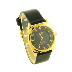 Montre cuir noir boîtier et chiffres dorés marque OMAX - My-Montre