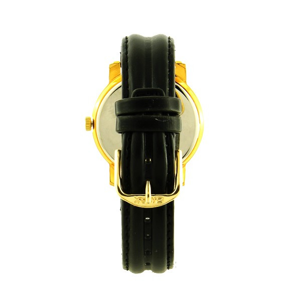 Montre boîtier doré marque OMAX bracelet cuir noir - My-Montre